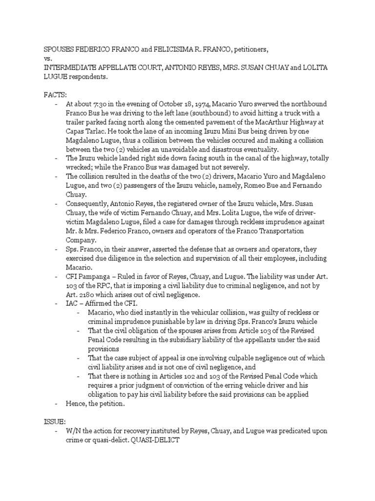 Franco v. Intermediate Appellate Court, G.R. No. 71137 | PDF