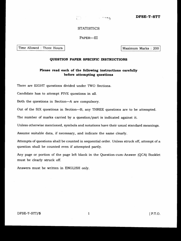 ISS Statistics Paper 3 2020 | PDF | Variance | Estimator