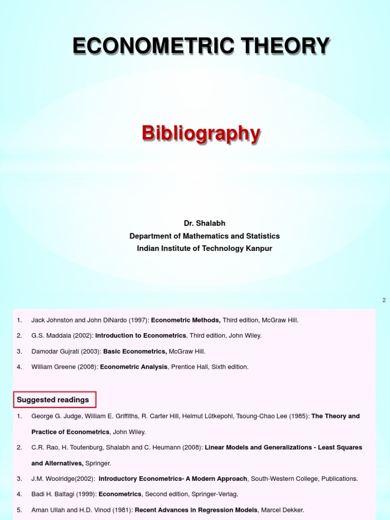 Econometrics By Shalabh Sir Pdf Regression Analysis Linear Regression