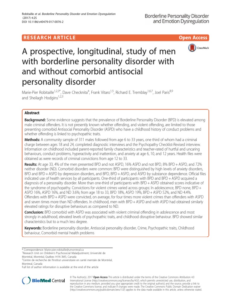 A Prospective, Longitudinal, Study of Men With Borderline Personality ...