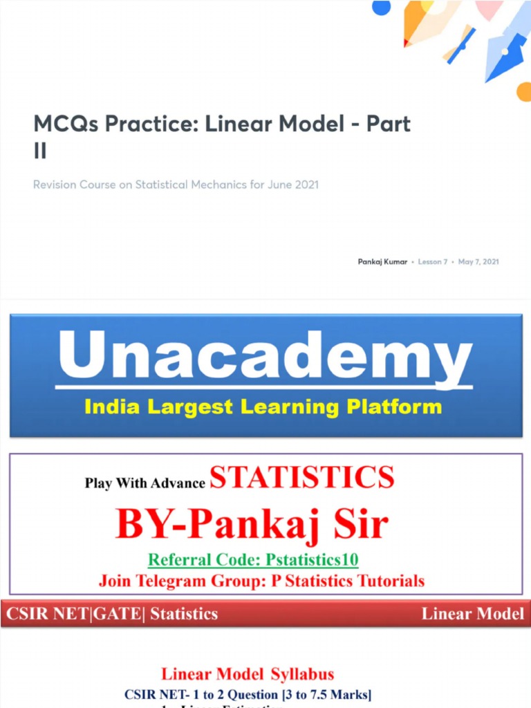 MCQs+Practice+Linear+Model+ +Part+II | PDF MCQs+Practice+Linear+Model+ +Part+II | PDF