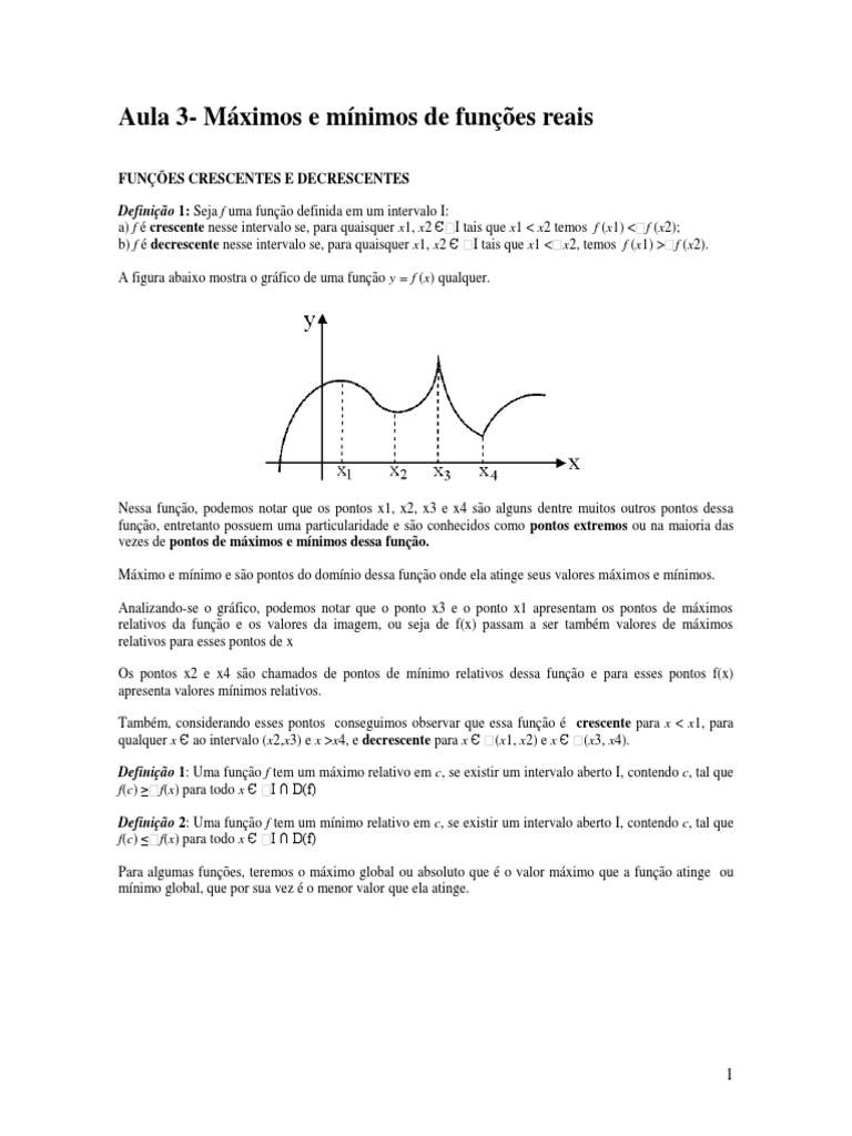 Aula - Maximos Minimos | PDF | Máxima e mínima | Objetos matemáticos