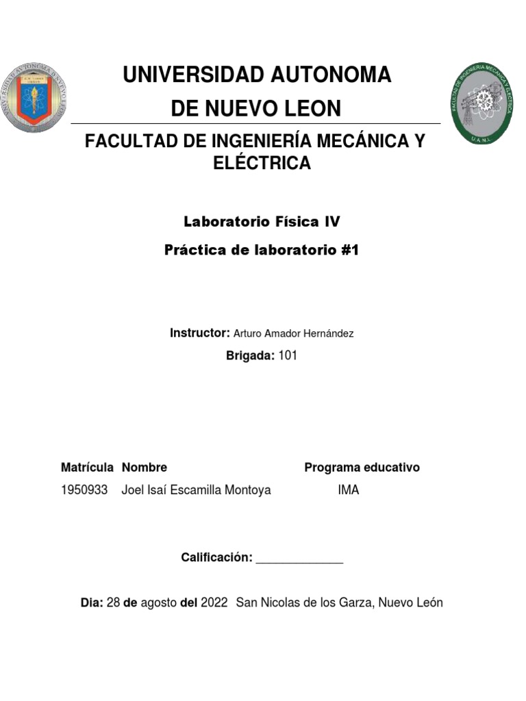 Lab. Física IV Práctica 1 | PDF | Óptica | Ligero