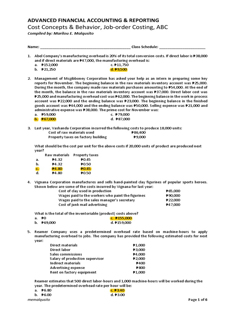 Cost Acctg | PDF | Finance & Money Management