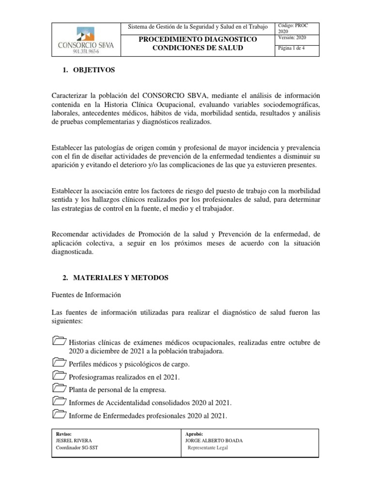 Procedimiento de Diagnóstico Condiciones de Salud | PDF
