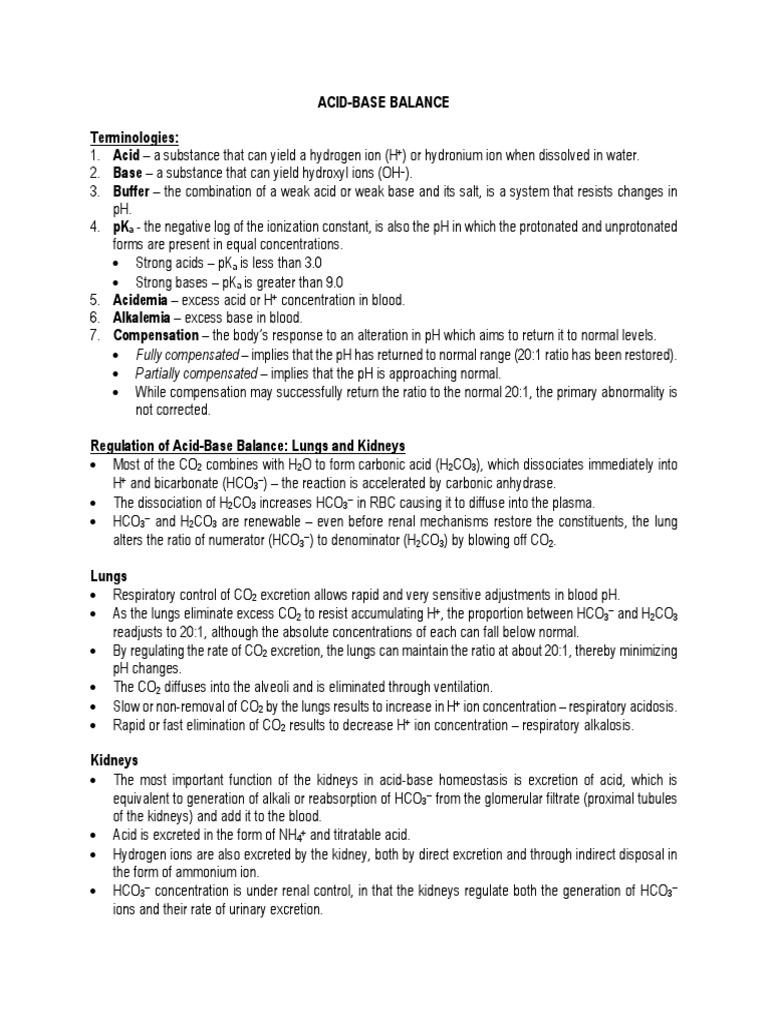 Acid-Base Balance | PDF