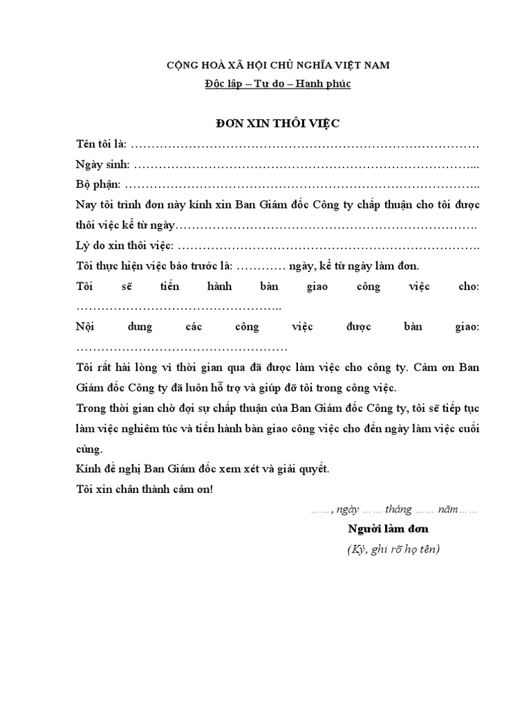 Don Xin Nghi Viec2 | PDF