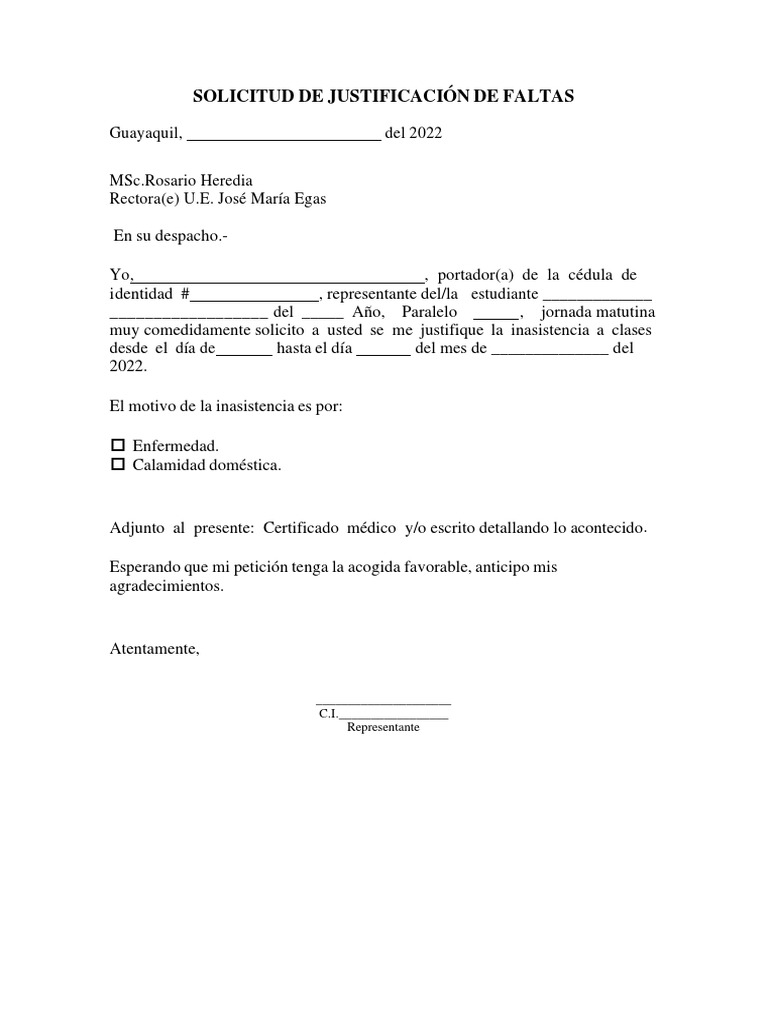 Solicitud de Justificación de Faltas | PDF