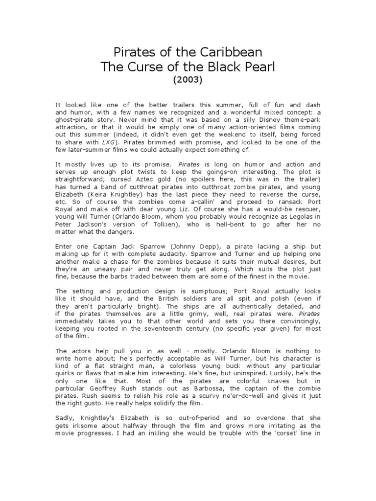 Pirates Caribbean Black Pearl Review | PDF | Leisure