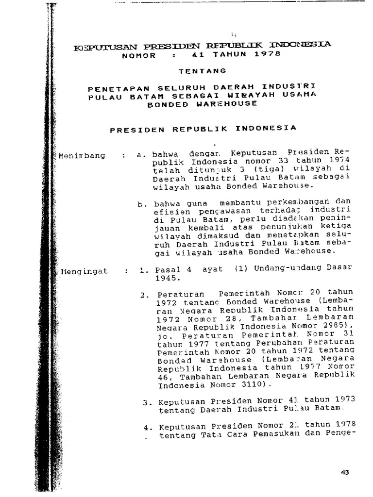 008 Kepres 41 Tahun 1978 | PDF