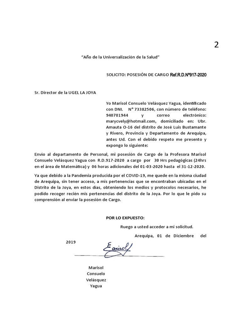 Posesion de Carlo Ugel | PDF