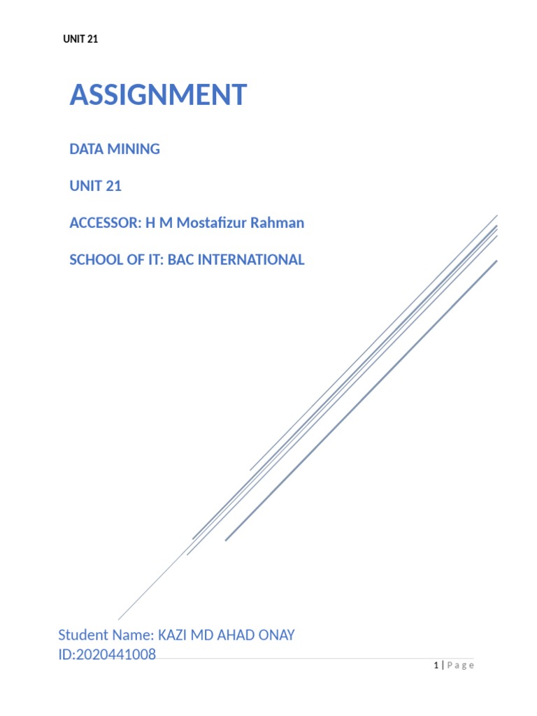 Data Mining Assignment 1 Final To Submit | PDF
