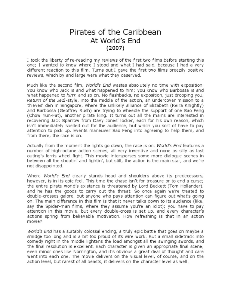 Pirates Caribbean World's End Review | PDF | Leisure