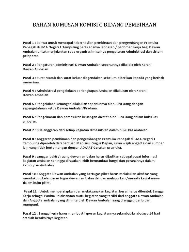 Bahan Rumusan Komisi C | PDF