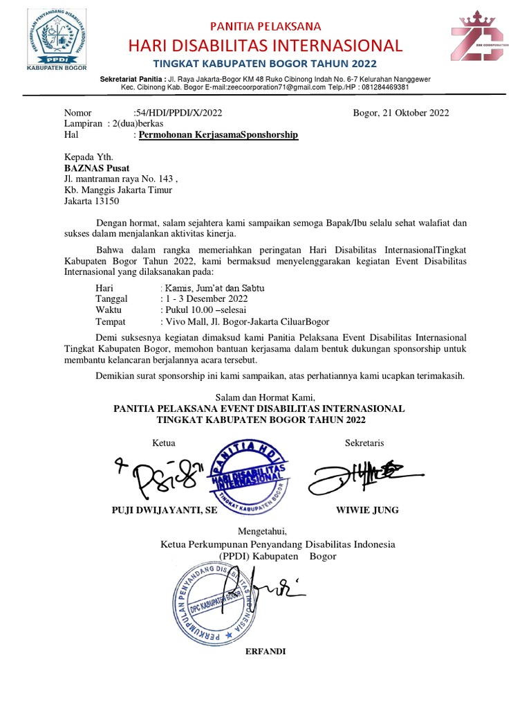 Surat Pengantar Baznas | PDF