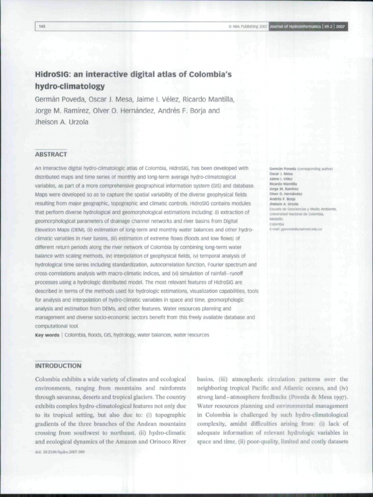 Poveda Et Al HidroSIG J - Hydroinf 07 | PDF | Geographic Information ...
