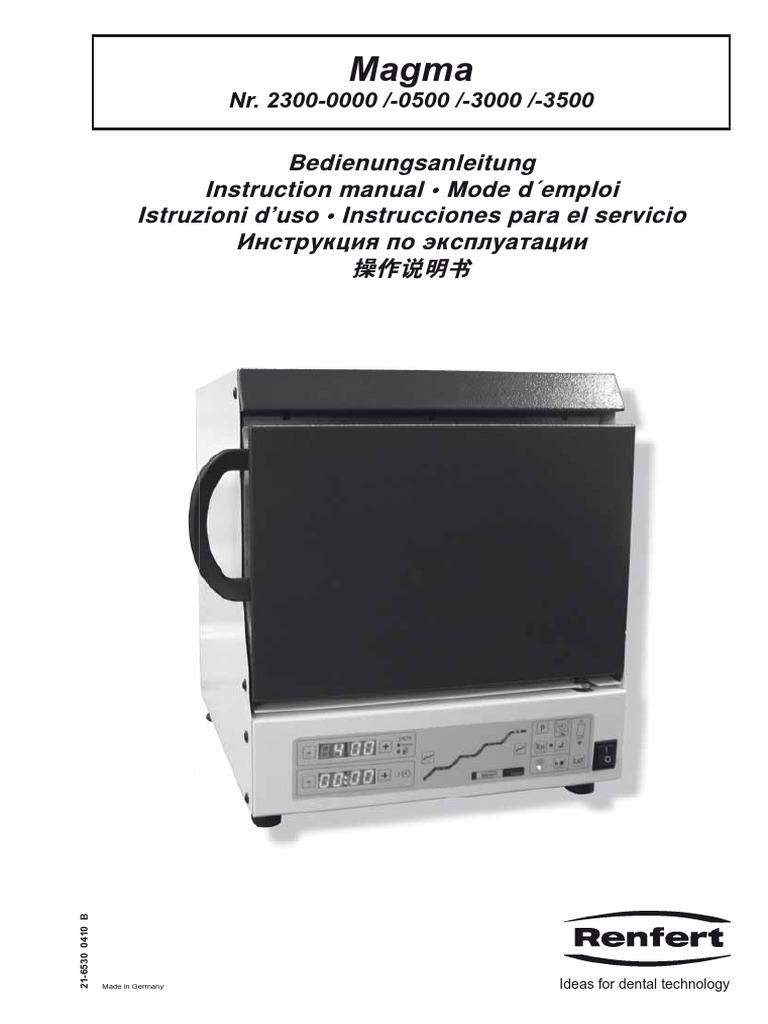 Manual Cuptor de Calcinare Magma Renfert | PDF | Oven | Ac Power Plugs And Sockets