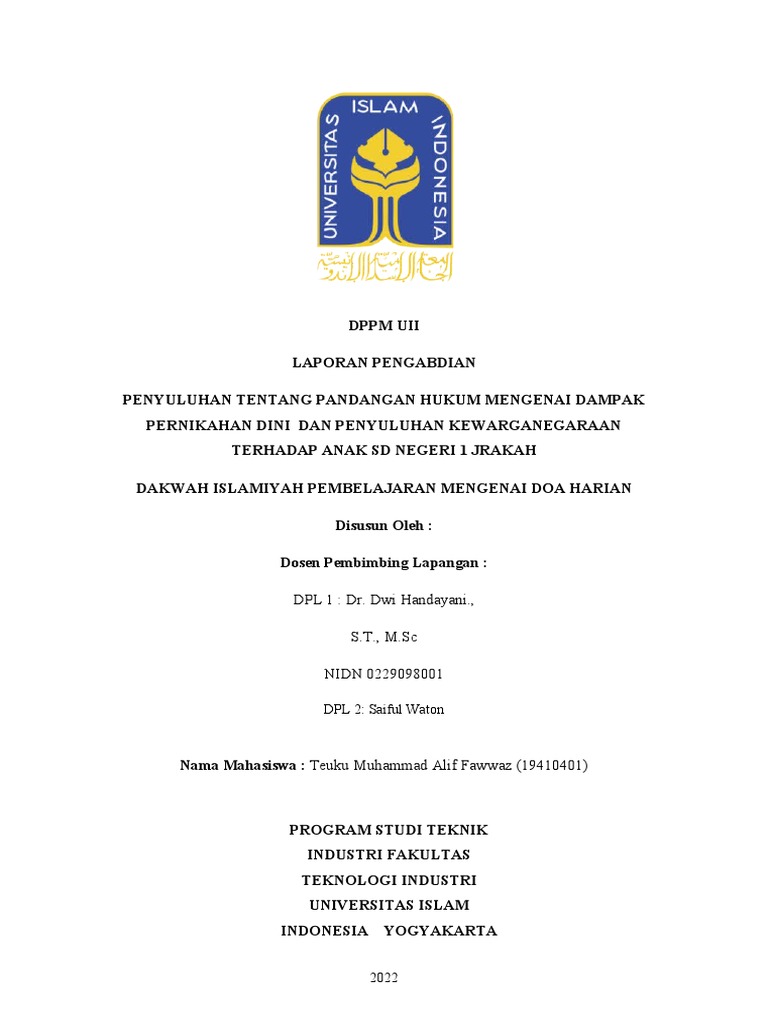 Laporan KKN Individu TM Alif Fawwaz Unit 93 Nim 19410401 | PDF