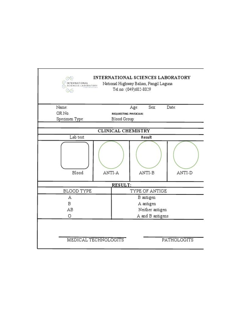 Blood Typing Result | PDF