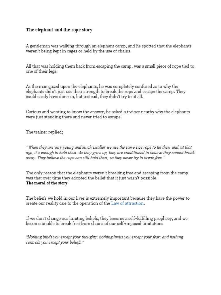 The Elephant and The Rope Story | PDF