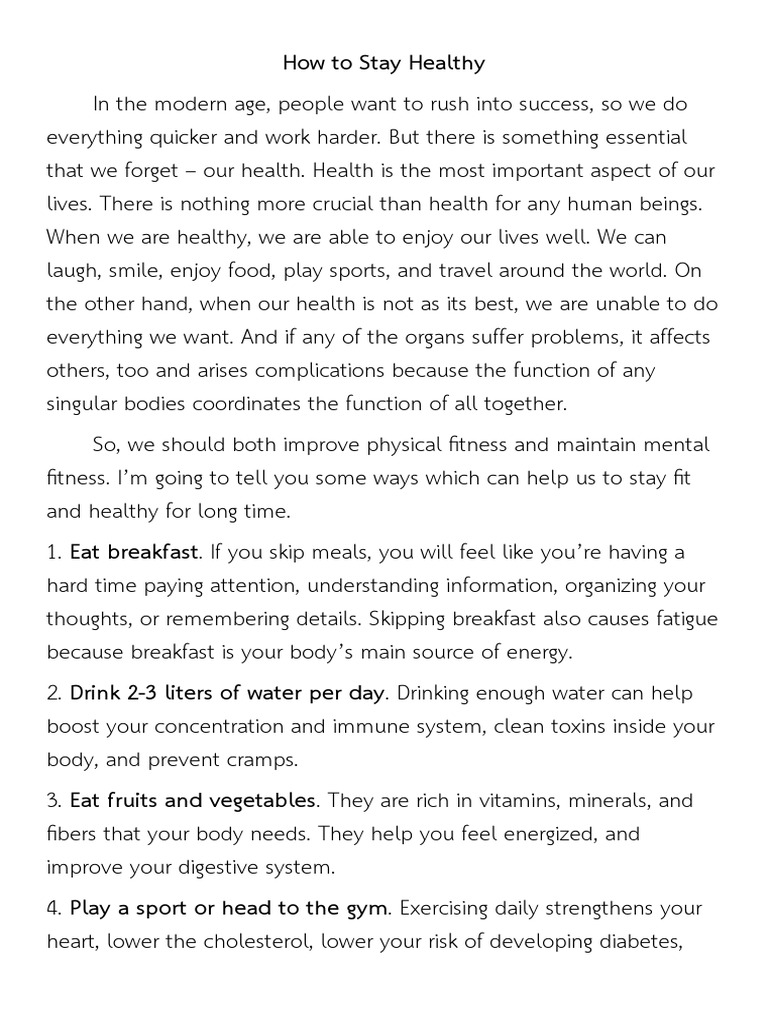 How To Stay Healthy | PDF | Physical Fitness | Health Sciences