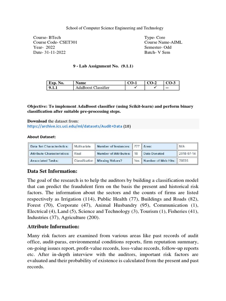 Week 9 Assignment 9.1 1 | PDF | Statistical Classification | Audit