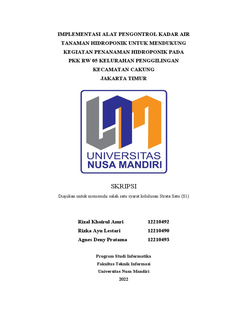 Skripsi: Diajukan Untuk Memenuhi Salah Satu Syarat Kelulusan Strata ...