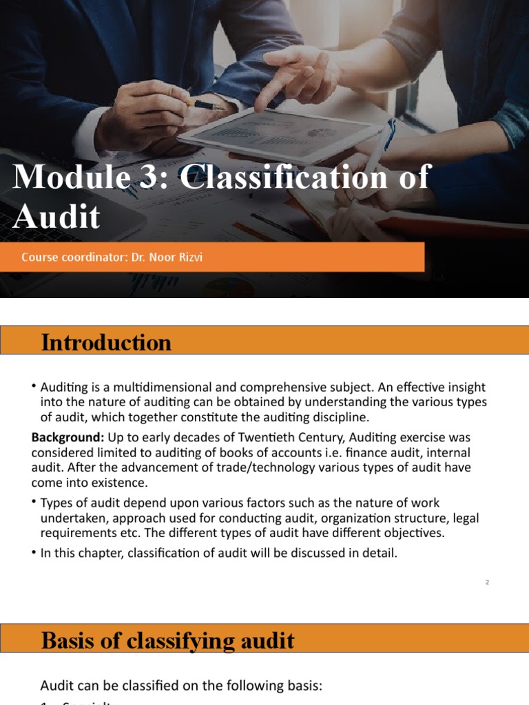 Module - III Classification of Audit | PDF | Audit | Financial Audit