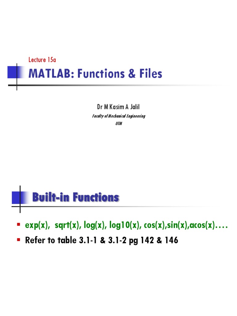 SME1013 Matlab Functions | PDF SME1013 Matlab Functions | PDF