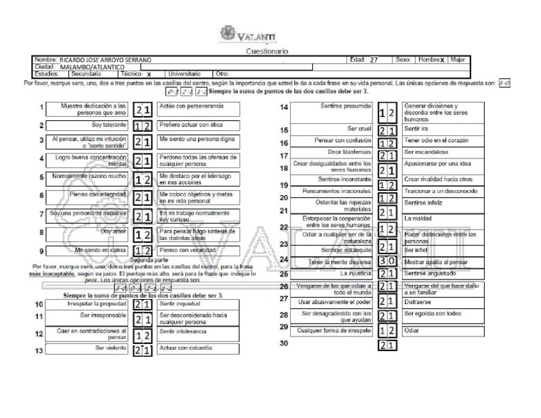 Prueba Valanti Resuelto | PDF