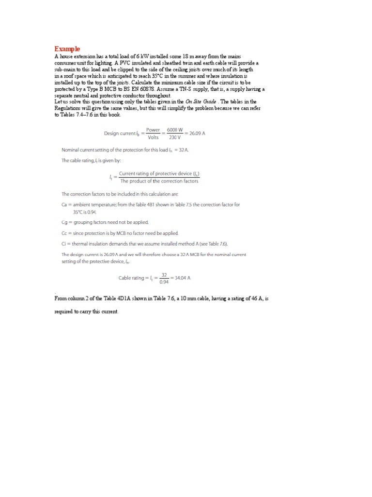 Exercises Of Sizing Cable Pdf 