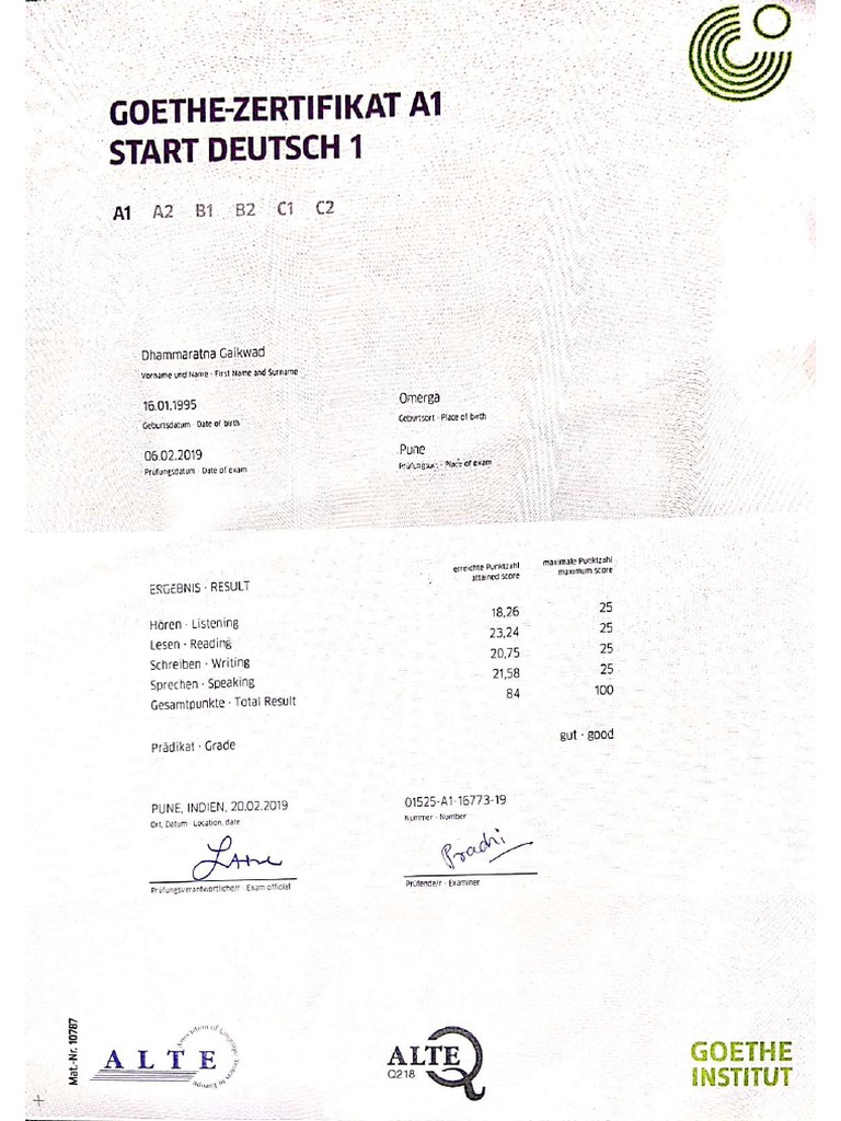 German Certificate | PDF