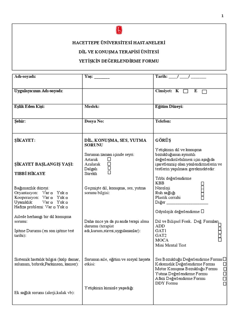 Yetiskin Vaka Genel Degerlendirme Formu | PDF