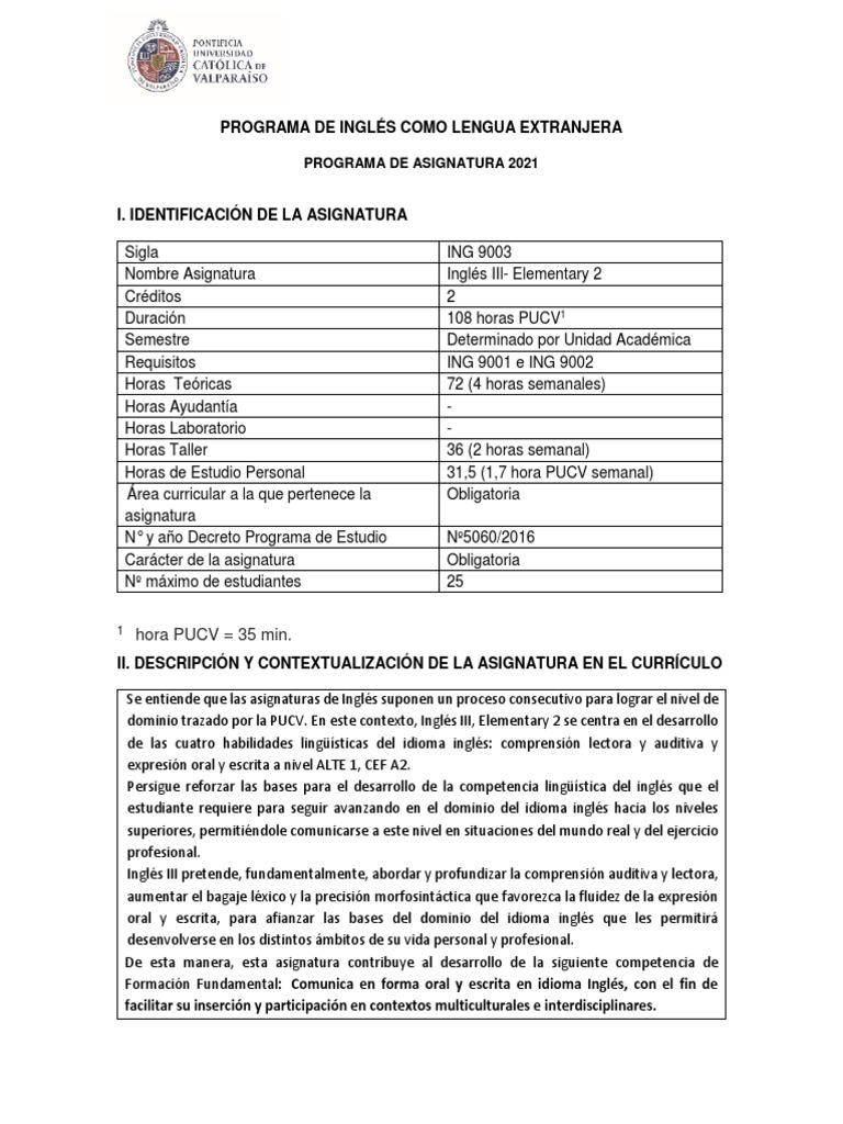 Programa Ingles 3 | PDF | Prueba (evaluación) | Evaluación