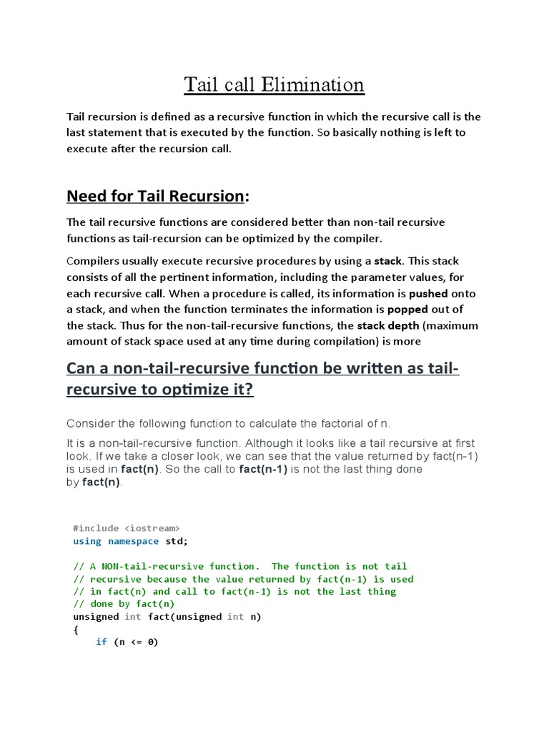 Tail Call Elimination | PDF