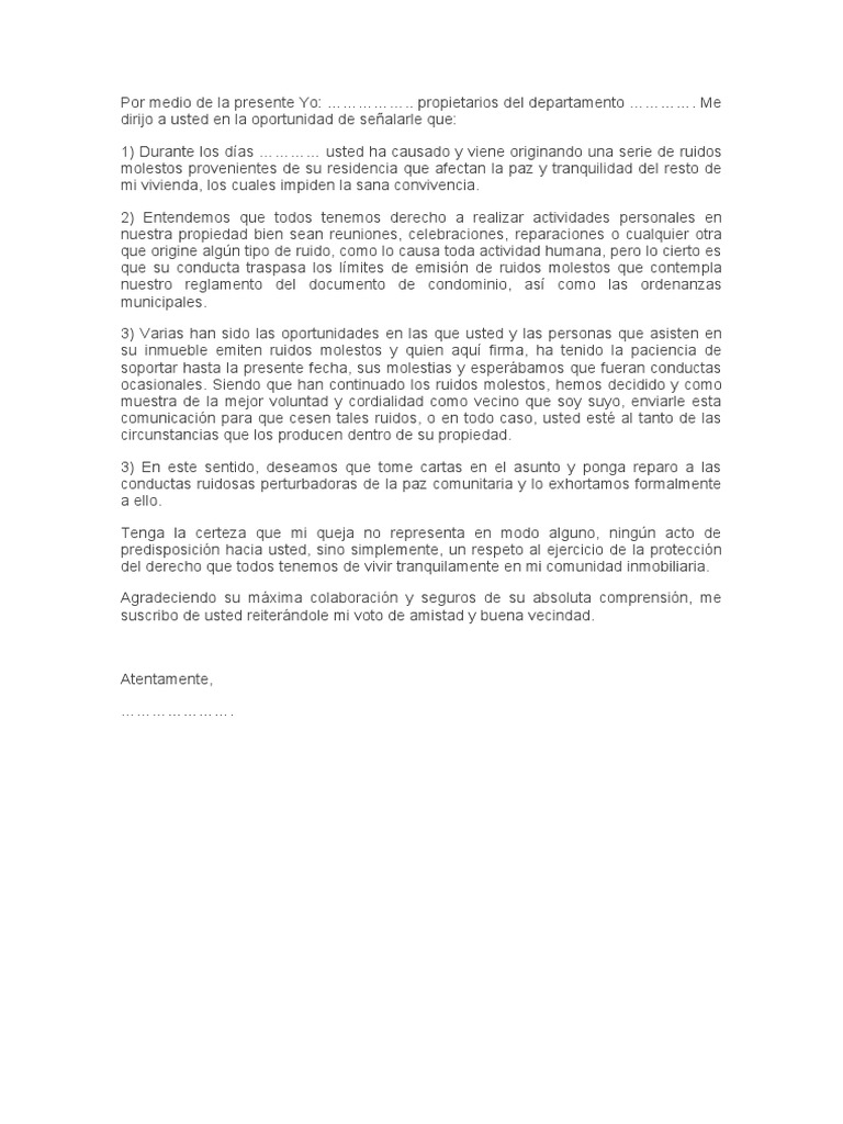 Carta Documento Por Ruidos Molestos | PDF