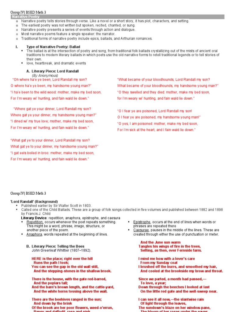 Handouts GRP IV LIT | PDF