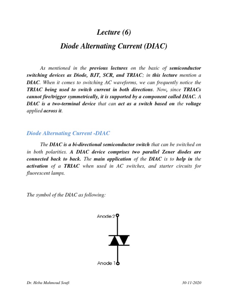 Lecture 6 DIAC | Download Free PDF | Diode | P–N Junction