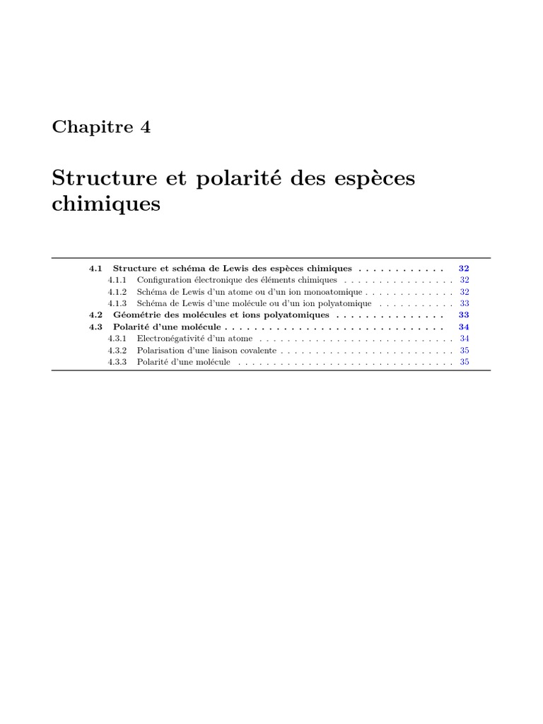 Structure et polarité des espèces chimiques | PDF | Liaison chimique ...