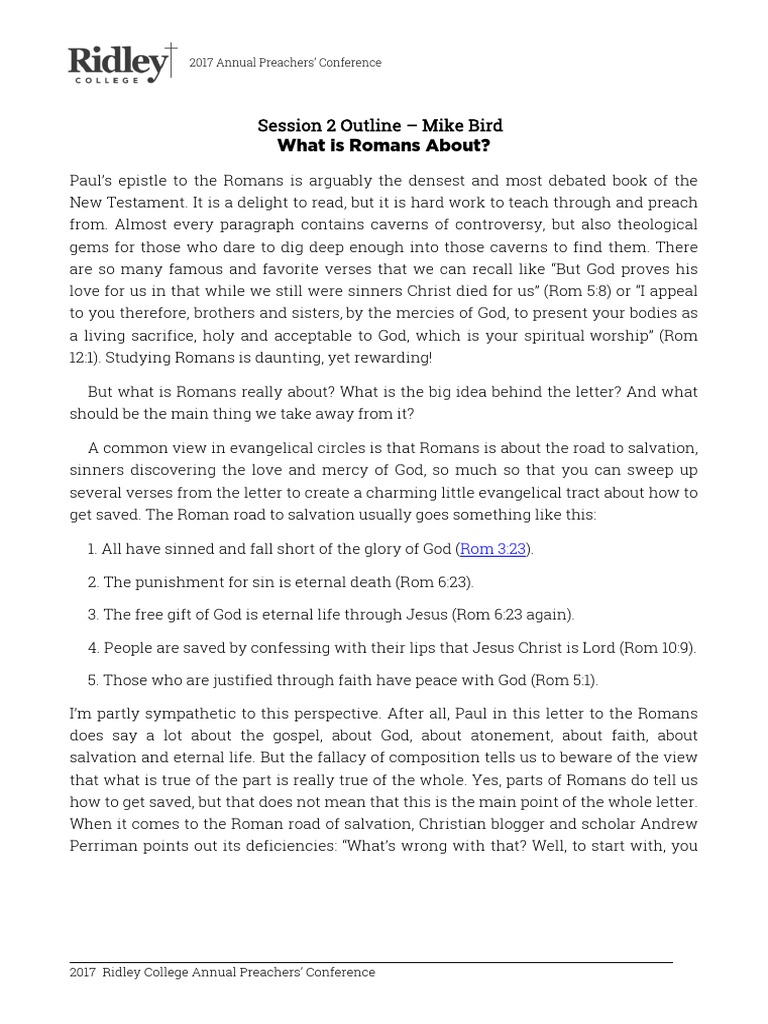 Romans Mike-Bird-Session-2 | PDF | Epistle To The Romans | Paul The Apostle