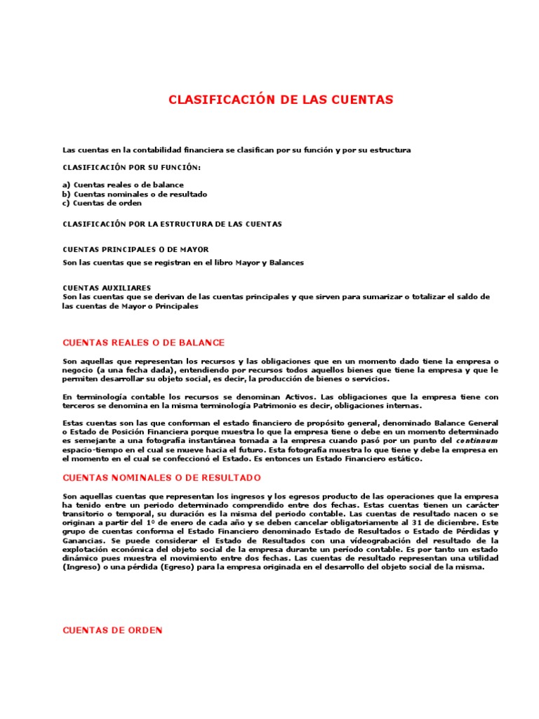 Taller 1 Clasificación de Las Cuentas | PDF | Contabilidad | Estado de resultados