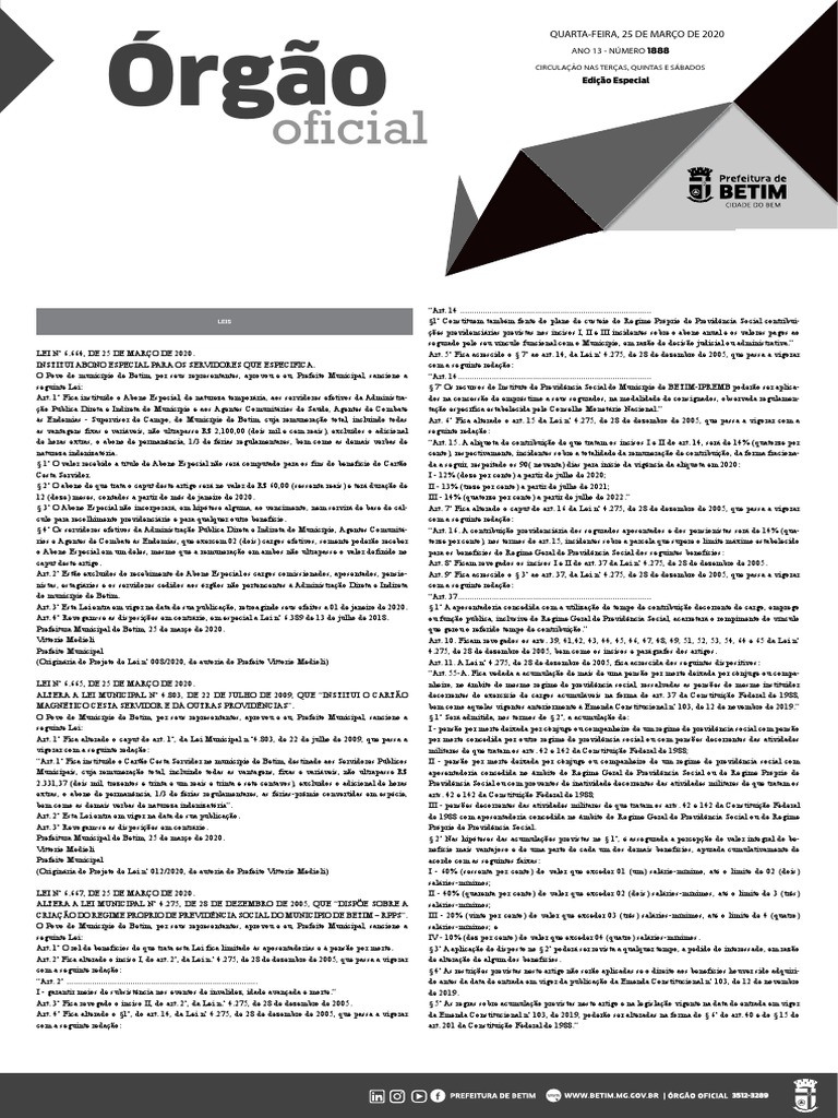 Nova Lei Do PCCV - 26.03.2020 | PDF | Emenda Constitucional ...