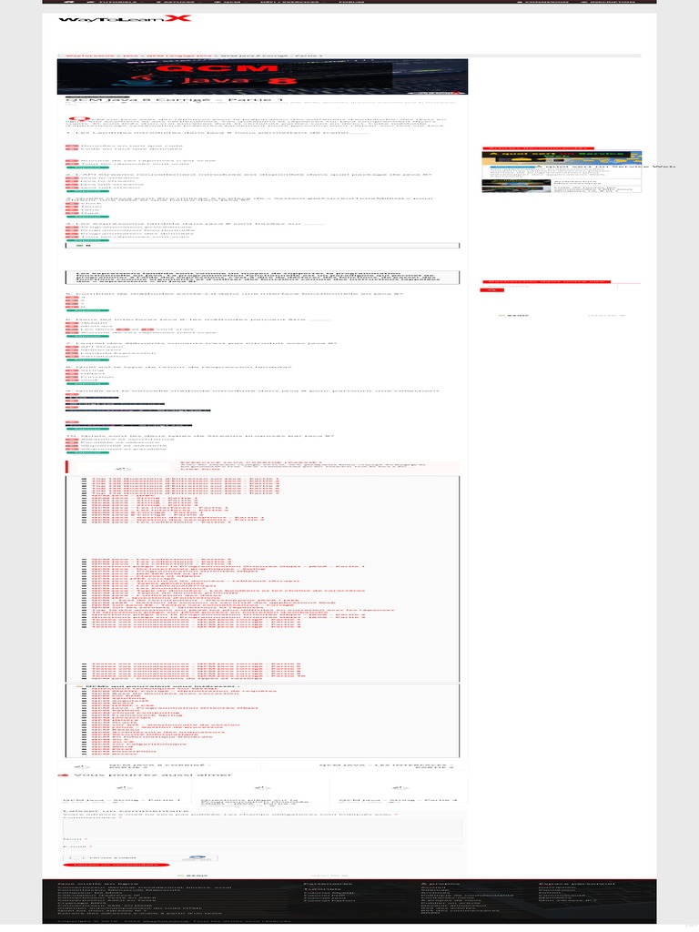 QCM Java 8 Corrigé - Partie 1 | PDF | Java (Langage de programmation) | Programmation informatique