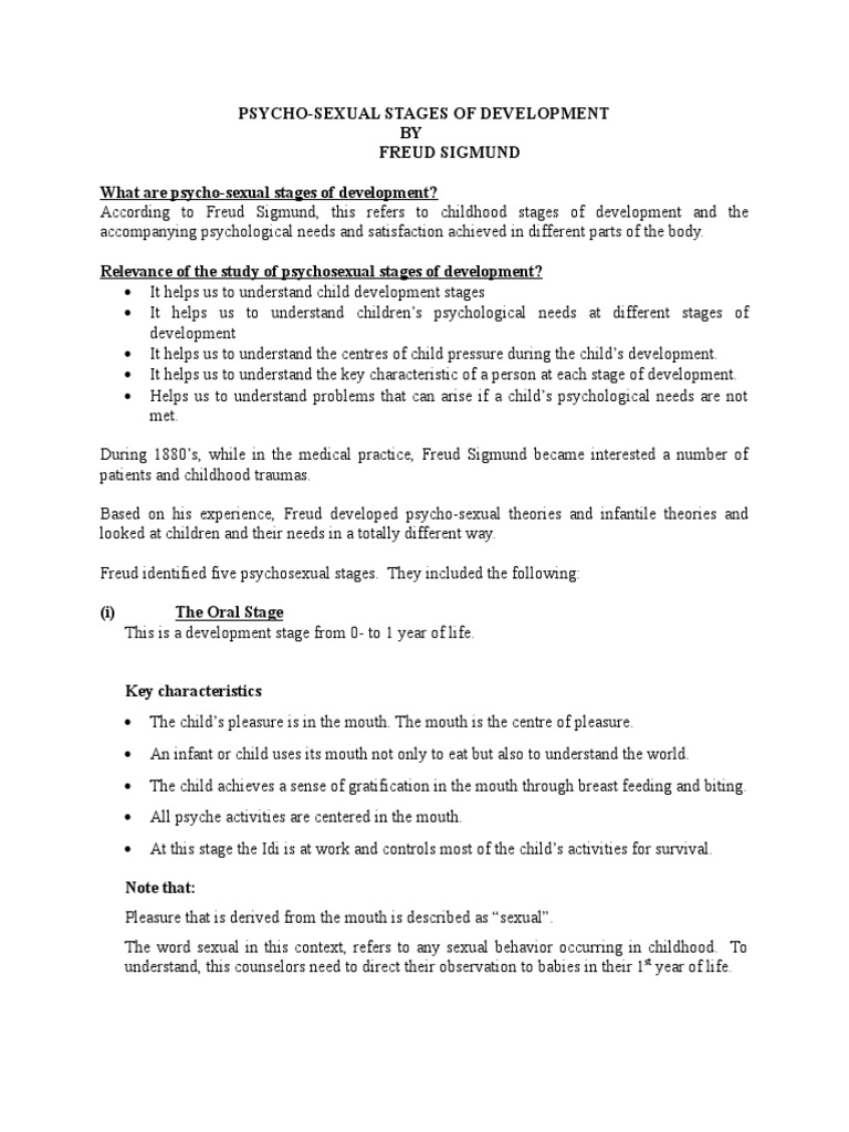 Psycho-Sexual Stages of Development | PDF | Unconscious Mind | Sigmund ...