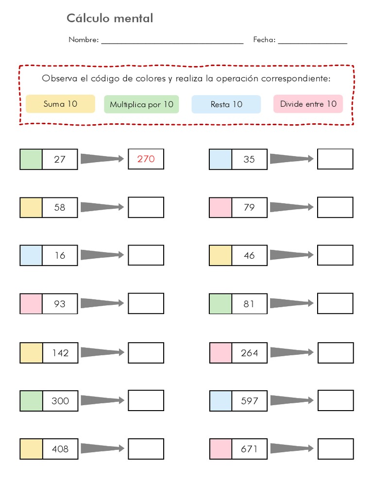 Juego Calculo Mental | PDF