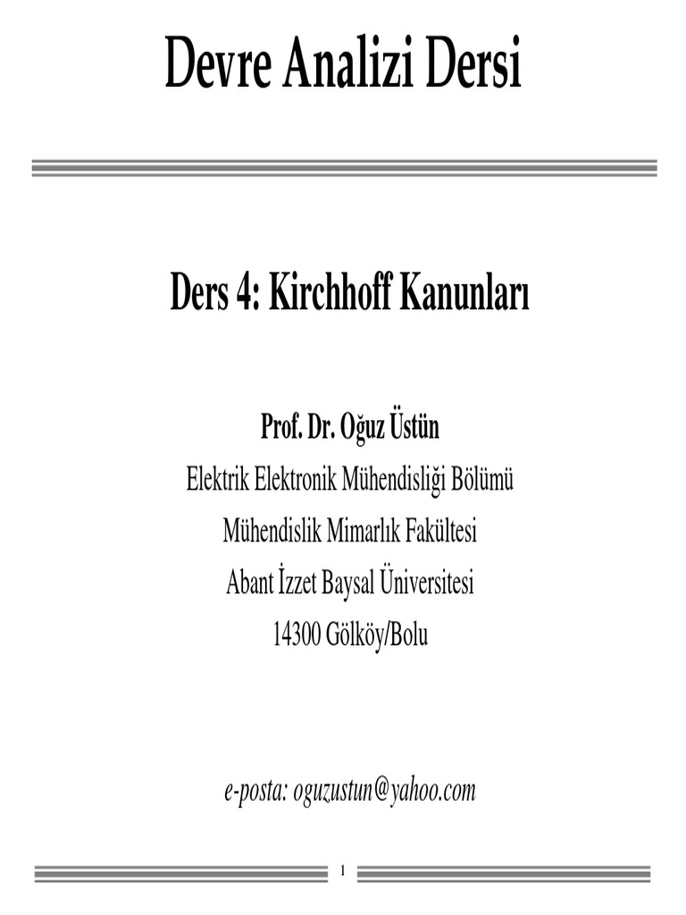 Devre Analizi Notları | PDF