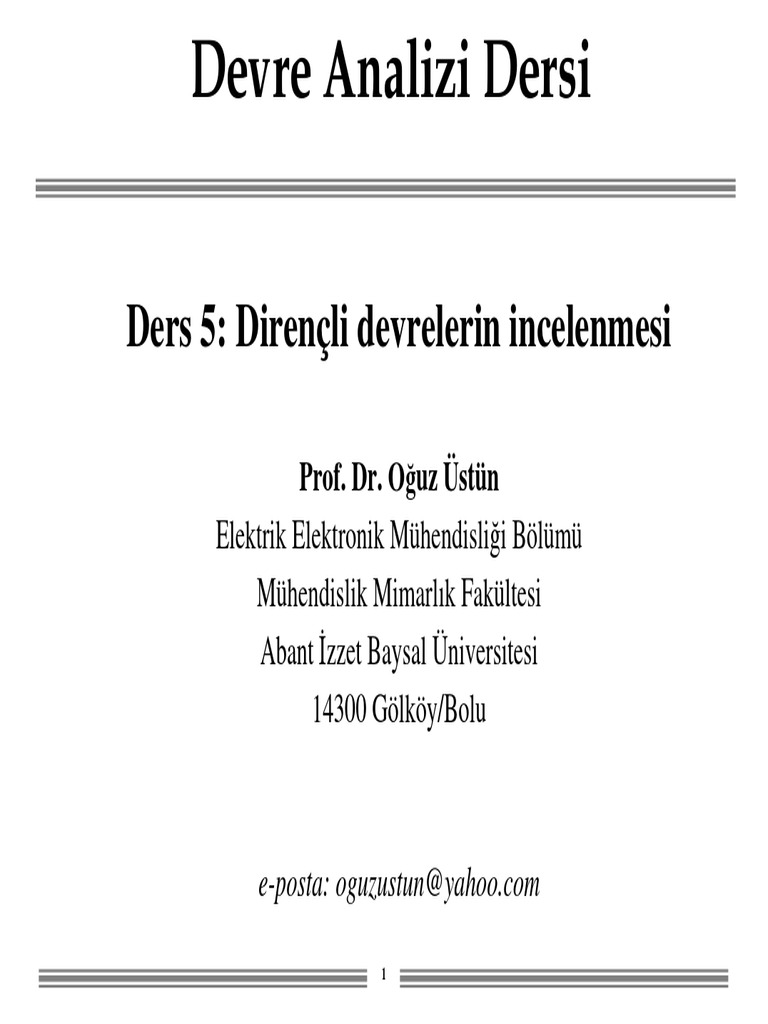 Devre Analizi Notları | PDF