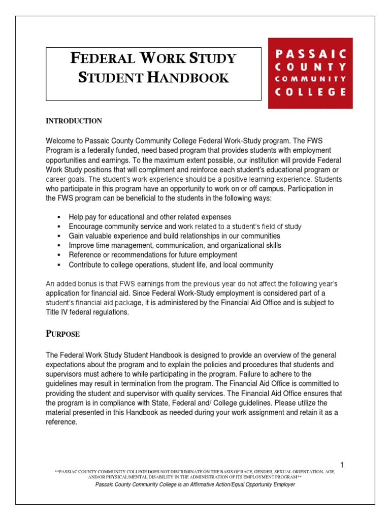NEW - Federal Work Study Handbook | PDF