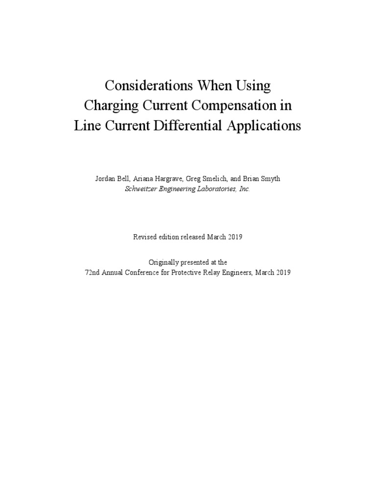 Considerations When Using Charging Current Compensation in Line Current ...