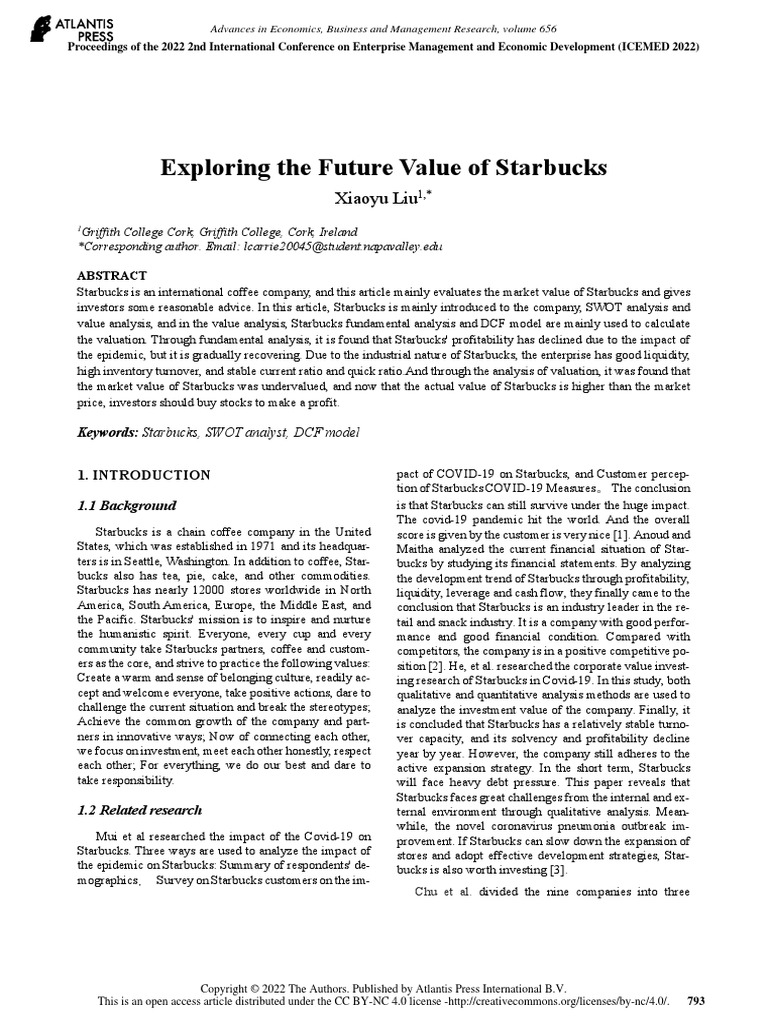 Exploring The Future Value of Starbucks | PDF